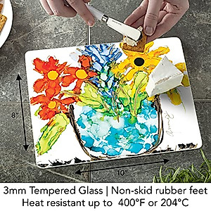 CounterArt Lovitude Decorative 3mm Heat Tolerant Tempered Glass Cutting Board 10” x 8” Manufactured in the USA Dishwasher Safe