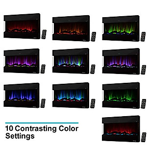 e-Flame USA Hampshire 36-inch Wall Mount/Wall Insert LED Electric Fireplace Heater with Timer - Realistic 3-D Logs and Fire Effect