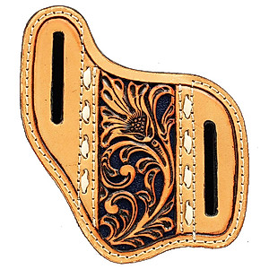 Nocona Knife Sheath Leather Blue Underlay Pierced Laced Floral Natural