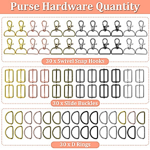 Paxcoo Keychain Bulk with Key Chain Swivel Hook D Rings and Slide Buckles for Handbag Purse Hardware Craft (1 Inch)