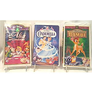 Set of 3 Disney Family Entertainment Videos ~ Bambi VHS, Cinderella VHS, Alice in Wonderland VHS