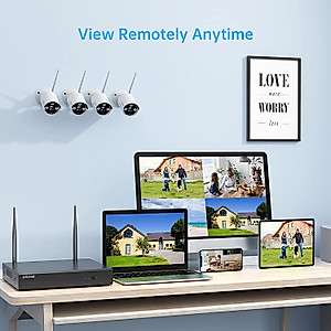 [3MP HD,Audio] SMONET WiFi Security Camera System,2TB Hard Drive,8CH Home Surveillance NVR Kit,4 Packs Outdoor Indoor IP Cameras Set,IP66 Waterproof,Free Phone APP,Night Vision,24/7 Video Recording