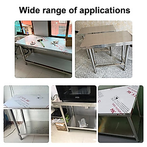 Double Layer Thickened Stainless Steel Work Table Multifunctional Kitchen Preparation Table Commercial Metal Table Packing Table Triangular Design Sturdy and Stable