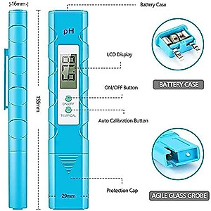 YUESFZ Precise Digital PH Meter, Professional PH Meter 0.01 PH High Precision Water Quality Tester with 0-14 PH Measurement Range, Suitable Practical Water Quality Detector