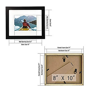 Golden State Art, 8x10 Black Photo Frame - Wood, Real Glass, and White Mat Display for 5x7 Picture (Table-Top or Wall Display)