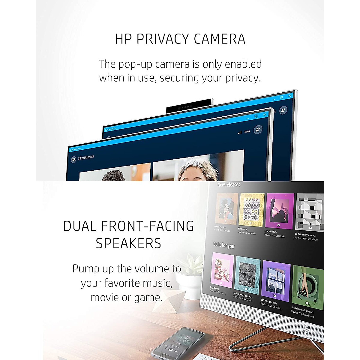 HP 2021 All-in-One Desktop, 27" Full HD Touchscreen, 11th Gen Intel Core i7-1165G7 Processor, 16GB RAM, 512GB PCIe SSD + 1TB HDD, Intel Iris Xe Graphics, Windows 10 Home, KKE Mousepad