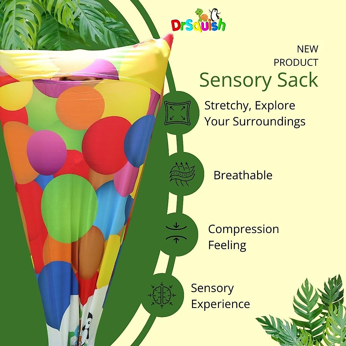 Dr Squish Sensory Sock - Bag - Sack - Washable - Body Pod - Comfortable Blanket - Blankets & Throws - Full Body wrap - Self Soothing - Wearable Blanket for Kids (3-5 years, 40 x 27 Inch)