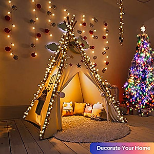 Beauhom Extentable Lightchain 300LED 98ft 8 Modes Green Wire Warm White & Multi-Colored Connectable Plug in UL Transformer Outdoor Use Christmas Tree Light Party Garden Patio Decoration