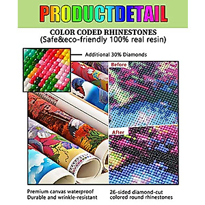 Diamond Painting Kits Sea Gazebo Palm Tree, 5D Round Diamond Crystal Gemstone Cross Stitch Diamond Painting, 12X12Inch Beginners Home Interactive Room Decor Club Decor or Gift