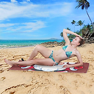 ODAWA Christmas Cute Santa Camp Towel Quick Dry Beach Towel Oversized 30x60 Inch