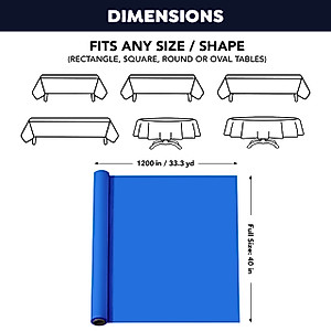Party Essentials Plastic Banquet Table Roll Available in 27 Colors, 40" x 100', Royal Blue
