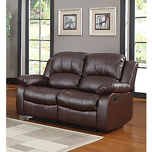 Homelegance Resonance 60" Bonded Leather Double Reclining Loveseat, Brown