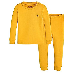 moimoln Solid Soft Cotton Modal Baby Toddler Boys Girls Snug fit Pjs Pajama Long Sleepwear Mustard 5T