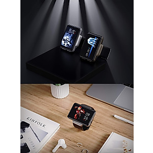 Rainbuvvy DM101 4G Smart Watch for Men 2.41" Display Android 7.1 1GB RAM 16GB ROM 2080mAh Watch Phone with Face ID Dual Camera Bluetooth GPS IP67 Waterproof Smartwatch (Black - 1GB+16GB)