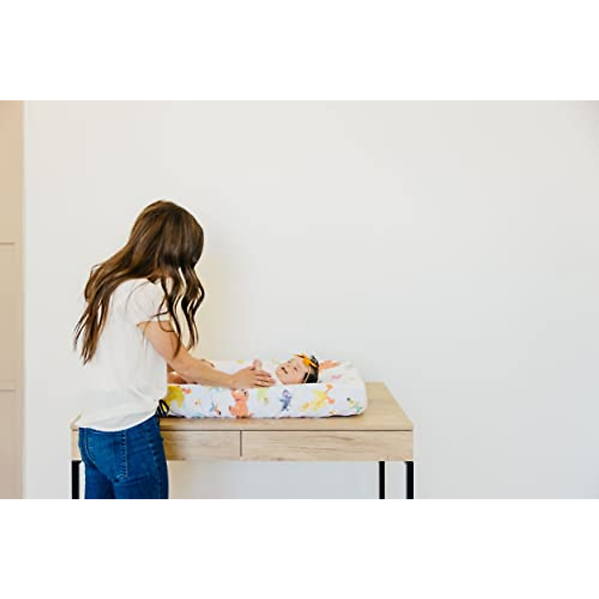 Premium Knit Diaper Changing Pad Cover"Sesame Friends" by Copper Pearl