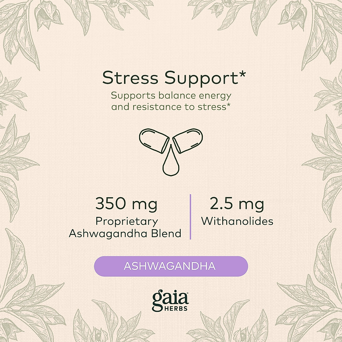 Gaia Herbs, Ashwagandha Root Vegan Liquid Phyto Capsules - Stress Relief, Immune Support Supplement, Balanced Energy Levels and Mood, 60-Count (Pack of 1)