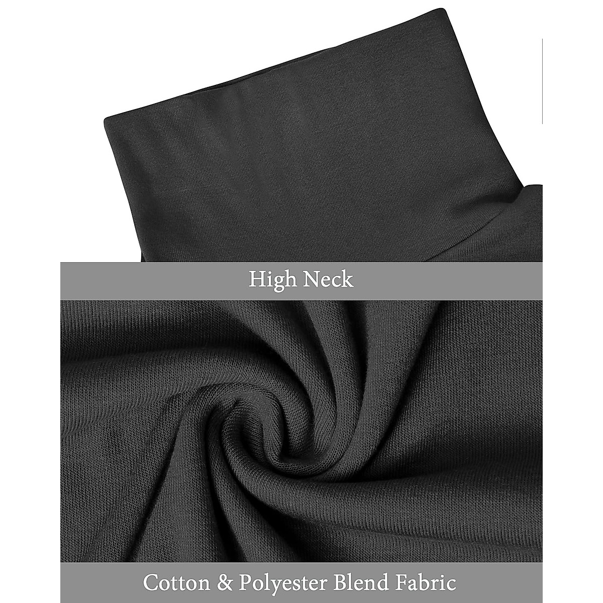 LE VONFORT Mens Turtleneck Long Sleeve T Shirts Slim Fit Thermal Undershirt Lightweight Pullover Black X-Large