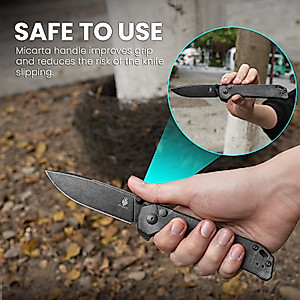 Kizer Begleiter XL EDC Pocket Knife, Micarta Handle Folding Knives with Pocket Clip, 154CM Steel Flipper Knife for Ideal Gift to Men Women V5458C1 (Black)