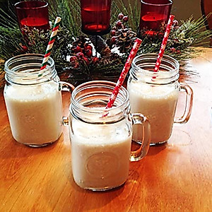 ALINK 200 Christmas Paper Straws, 8 Styles Red Green White Gold Biodegradable Party Drinking Straws with Stripe, Wave, Christmas Tree Snowflake Design Decorations Supplies