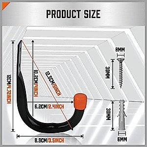 HORUSDY 6 Pack Garage Hooks, Utility Hooks, Garage Hooks Heavy Duty Wall Hooks