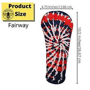 Tie Dye Collection Golf Club Headcovers 3 Separate Sizes Driver Fairway Hybrid All Sold Separately Handmade in USA by BeeJos (Blue/Red, Fairway)