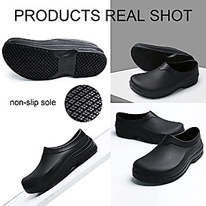 LIPROFE Chef Shoes for Men - Slip Resistant Clogs, Slip On Work Shoes for Food Service, Black Comfort Casual Shoes Black 9