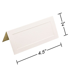JAM PAPER Foldover Wedding Table Place Cards - 2 x 4 1/4 - Off White with Embossed Border - 100/Pack