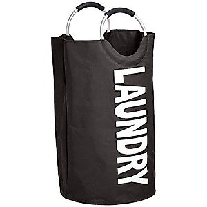 Amazon Basics Fabric Laundry Basket Hamper with Aluminum Handle, Black