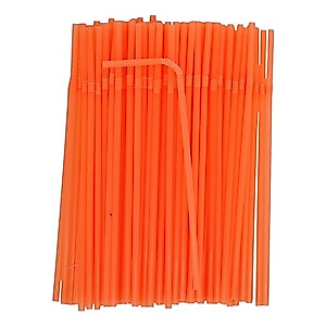 Flexible Plastic Drinking Straws (Assorted Neon) Bendable Disposable BPA Free Bendy