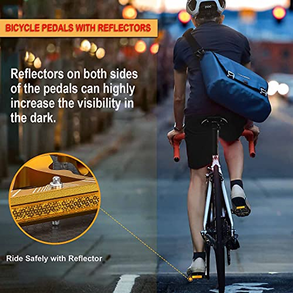 Bike Pedals 9/16 Inch - Bicycle Pedals with Reflectors - 3 Sealed Bearings MTB Pedals Wide Platform Pedals for Mountain Bike, BMX, Road Bike Pedals (Blue)