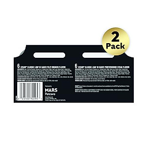 CESAR Adult Wet Dog Food Classic Loaf in Sauce Filet Mignon and Porterhouse Steak Flavors Variety Pack,(12) 3.5 oz. Easy Peel Trays, Pack of 2