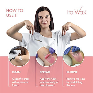 Italwax Top Line Pink Pearl - 750g / 1.65lb - Hard wax beads for hair removal - Unscented - Synthetic formulation ideal for sensitive skins - Recommended for Bikini Area and Armpits