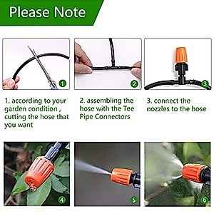 La Farah 98ft Drip Irrigation Kit, 149pcs Micro Drip System Kit with 1/4" Blank Distribution Tubing Adjustable Drip Emitters Misting Sprinkler Barbed Connectors, Garden Watering System for Plant