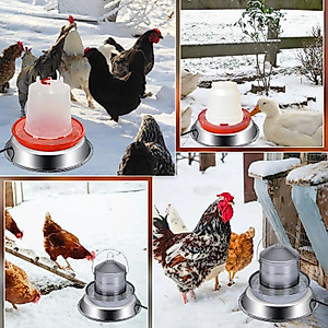 Gsbomzap 12 Inch Chicken Water Heater Base, 5 Gallons Poultry Drinker Heater Base with Thermostat and Power Cord, Automatic Electric Poultry Winter Deicer Heated Base for Plastic/Metal Chicken Waterer