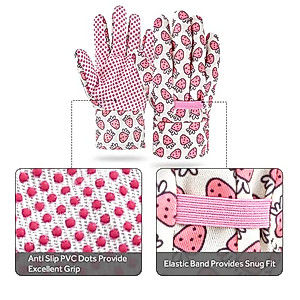OIZEN Kids Toddlers Gardening Gloves for Age 1-6, 3 Pairs Children PVC Dots Garden Gloves for Yard Work(Small Age 1-2(toddlers))