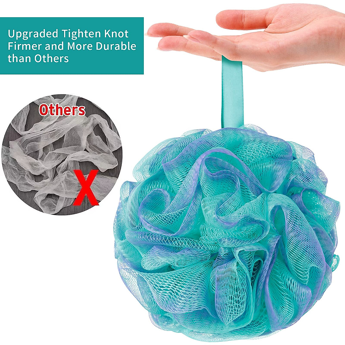 BCKENEY Bath Loofah Shower Sponge Body Back Scrubber Soft Mesh Shower Puffs Exfoliating Loofa for Women & Men Bath Accessories Cleaning Tool (Dark 2, 4Pcs 60G L)