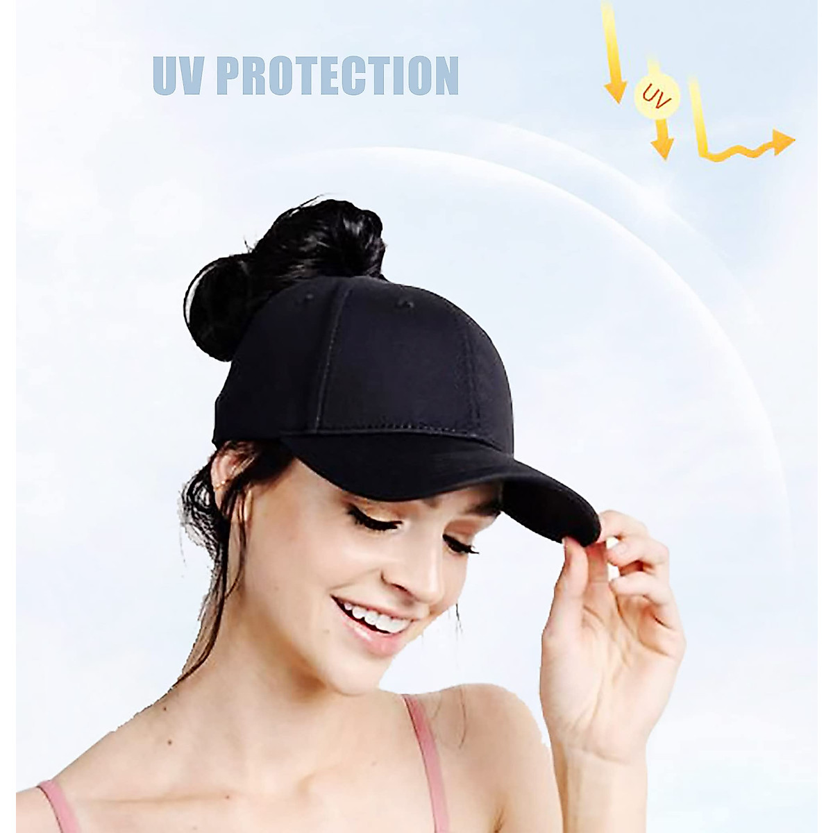 Eohak Ponytail Baseball Hat Distressed Retro Washed Womens Twill