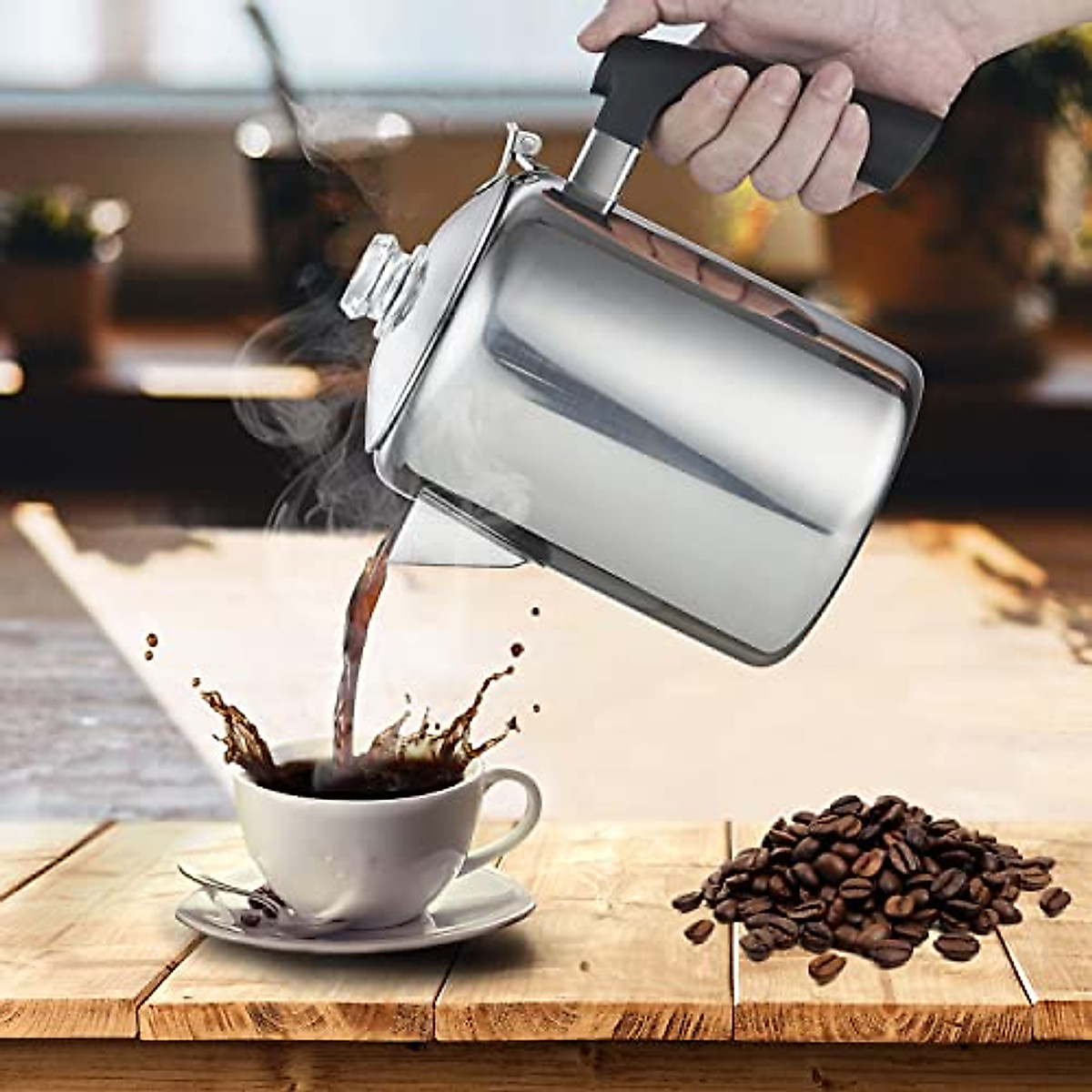 Cook N Home 8-Cup Stainless Steel Stovetop Coffee Percolator Pot Kettle, Tea