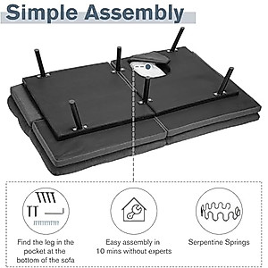 DUMOS Futon Sofa Bed, Sleeper Convertible Futon Couch, Memory Foam Couch Convertible Loveseat for Living Room, Apartment, Studio, Grey