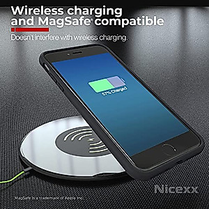 Nicexx Designed for iPhone 7 Plus | iPhone 8 Plus Case with Carbon Fiber Pattern, 12ft. Drop Tested, Wireless Charging Compatible - Black