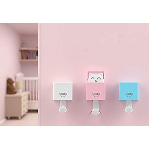 LuoCoCo 4PCS Cute Cat Hooks Wall Mounted, Peek-A-Boo Coat Hooks for Door, Adhesive Decorate Single Hook for Kids Girls Room/Bathroom/Bedroom Hanging Keys Towel Bag Cloth Gift Choice for Chirstmas