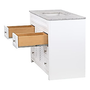 Spring Mill Cabinets Rillette Bathroom Vanity with 2-Door Cabinet, 4 Drawers, and Silver Ash Countertop with Integrated White Sink, 49" W x 22" D x 35.5" H, White