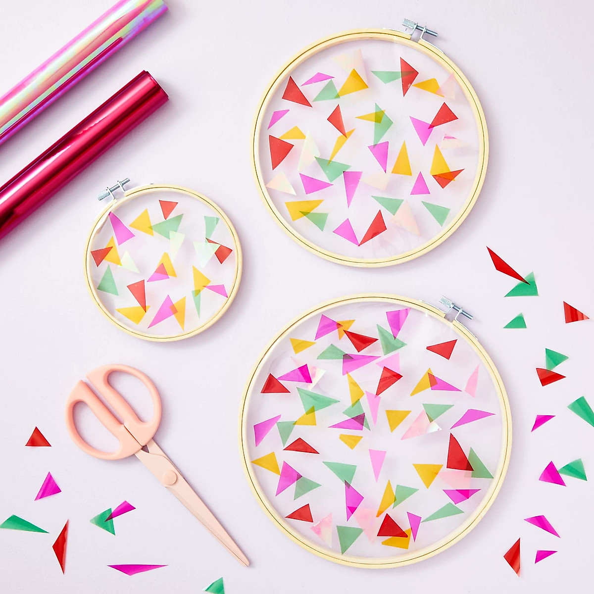 6 Rolls Transparent Colored Cellophane Wrap for Gift Wrapping, 6 Colors (17 Inches x 10 Feet)