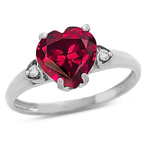 Star K Heart Shaped 8mm Created Ruby Engagement Promise Wedding Ring 14 kt White Gold Size 8