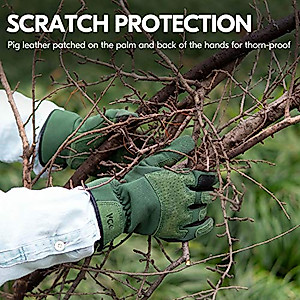 Vgo... 1-Pair Ladies' Synthetic Leather Gardening Gloves, Puncture-proof, Thornproof, Durability & Anti-shock Work Gloves, Touchscreen (Size S, Green, SL7471)