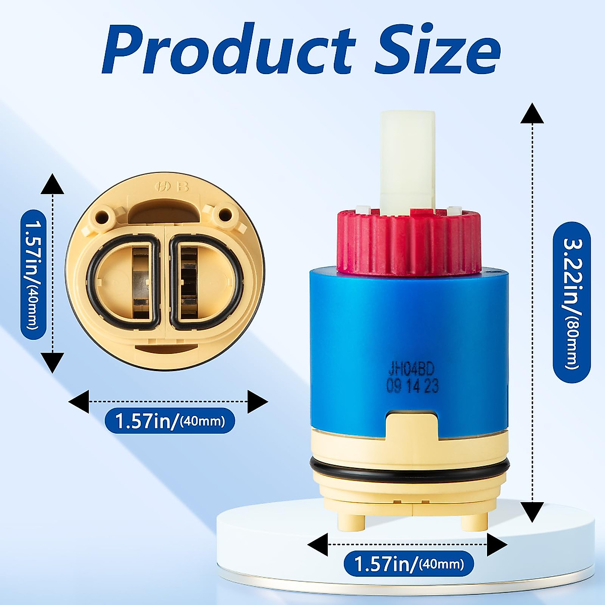 Vayolli JH04BD Ceramic Pressure Balance Cartridge, JH04BD Shower Cartridge Replacement, Compatible with FC9AC010 Ceramic Plastic Faucet Cartridge, for Tub and Shower Faucet