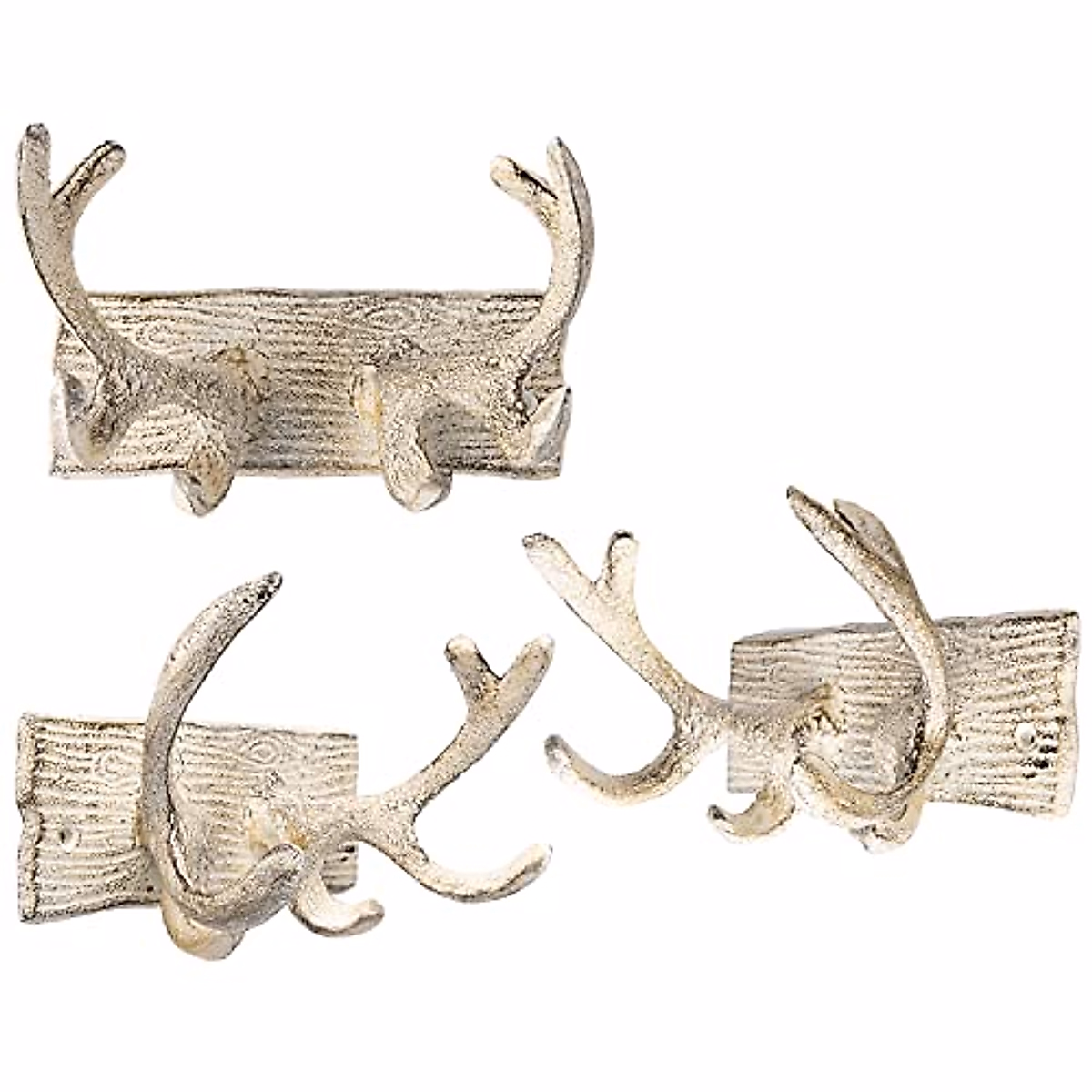 Comfify Vintage Cast Iron Deer Antlers Wall Mounted Hooks Antique Finish Metal Clothes Hanger Rack w/Hooks Deer Antlers Shape | Includes Screws and Anchors | in Antique White