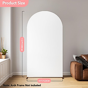 CANKOO 7.2FT Wedding Arch Backdrop Cover, Spandex Fitted Arch Cover for Round Top Chiara Backdrop Stand, Arch Backdrop Stand Cover for Birthday Party Decoration (White)