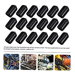 ULTECHNOVO 200pcs Protective Cap Screw Caps End Caps for Tubing Thread Protector Caps Bolt End Caps Pipe Thread Protector Screws Protector Cover Plug Protector Safety Cover Black PVC