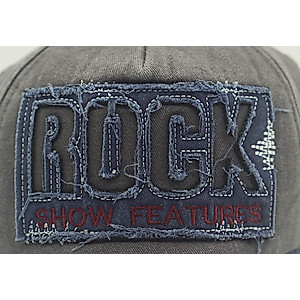 YULOONG Vintage Baseball Cap Embroidery Rock Washed Denim Trucker Cap 100% Cotton Sun Hat for Men Women Adjustable Size Grey